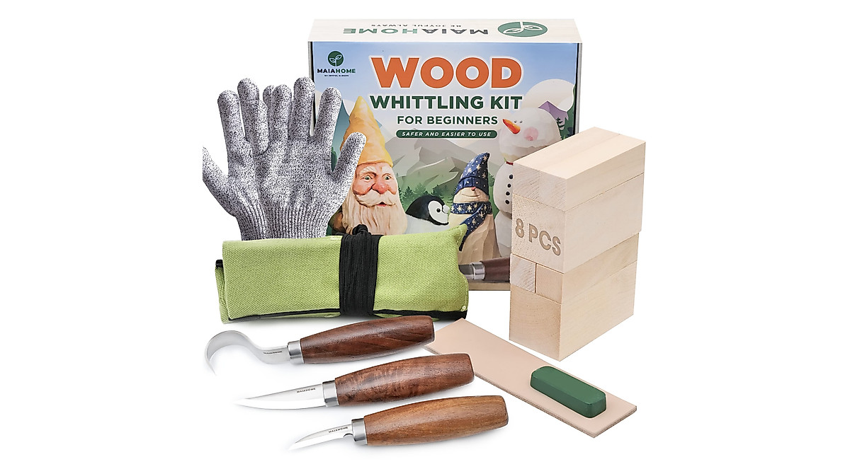 Wood Whittling Kit for Beginners | Complete Carving Set with 3 Knives