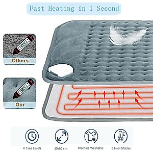 Heating Pad for Back Pain Relief, Electric Heating Pads with 6 Heat Settings, Auto Shut Off, Washable Heating Pad for Abdomen,Feet,Back,Cramp