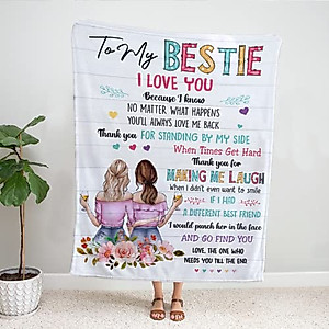 Pawzity Best Friend Blankets for Women, Bestie Blanket Friends - Best Friend for Best Friends, Bestfriend, Xmas Friend Gifts - Friendship Throw Blanket