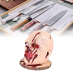 Skull Knife Holder Head, Material Versatile Kitchen Storage Tool Horror Themed Party Decorations for Halloween
