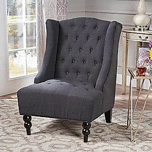 Christopher Knight Home Toddman High-Back Fabric Club Chair, Dark Charcoal Dimensions: 27.25”D x 33.75”W x 38.50”H
