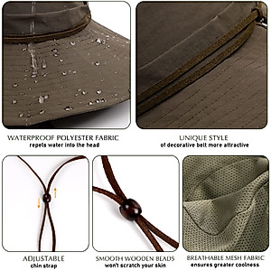 Wide Brim Sun Hats for Men Womens Waterproof UPF 50+ Boonie Bucket Hat UV Protection Packable Mens Beach Fishing Cap Hiking hat Grey