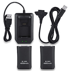 V BESTLIFE Battery Pack for Xbox 360, 4800mah Replacement Battery Pack Charger for Xbox 360