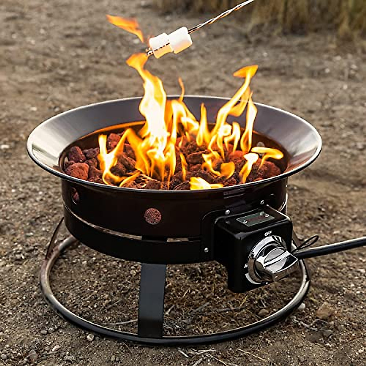 Mazatzal 20" Upgrade Portable Propane Fire Pit 52,000 BTU Outdoor Smokeless Gas Firepit Mini Electric Fire Pits for Outside Camping Campfire RV Backyard Deck Patio with Lid & Strap Lava Rock Stone