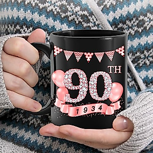 Tillfuru 90th Birthday Gifts for Women, 1934 Old Time Information-90th Birthday Mug, 90th Birthday Gifts for Women, 90 Year Old Birthday Party Decorations, Ninety Birthday Mug, Milestone Birthday