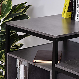 HOMCOM 68 Inch Office Table Computer Desk Workstation Bookshelf with CPU Stand, Spacious Storage Shelves & Chic Modern Woodgrain Design, Grey