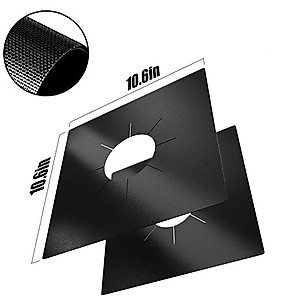 Stove Burner Covers, 10 Pack, Gas Stove Burner Liners, Non-stick Reusable Gas Range Stove Protector Covers for Kitchen, Cooking, Cuttable, Easy to Clean JORETLE(Black)