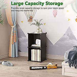 C&AHOME Cube Storage, 2-Cube Organizer Units, Plastic Closet Storage Shelves, DIY Book Shelf, Modular Bookcase, Cabinet Ideal for Bedroom, Living Room, Home Office, 12.4" L x 12.4" W x 24.8" H Black