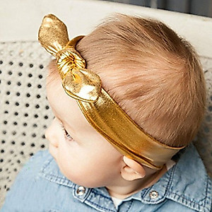 AISIBO Baby Headbands, Children Big Bow Elasticity Headband Kids for Girls Newborn Infant Toddlers Kids (Gold)