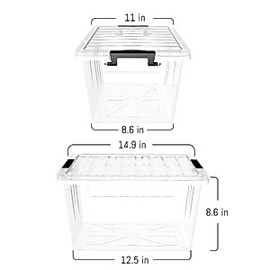 Storage Bins 18Qt Heavy-Duty Plastic Storage Bin Box, 6 Pack Stackable and Nestable Container Totes with Durable Lid and Secure Latching Buckles,Storage Containers for Garage and Home Organizing