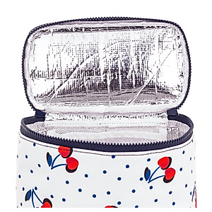 Kate Spade New York Insulated Lunch Tote, Small Lunch Cooler, Cute Lunch Bag for Women, Thermal Bag with Double Zipper Close and Carrying Handle, Vintage Cherry Dot