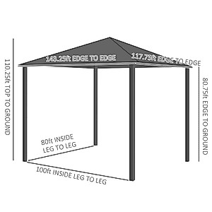 Gazebo 10X12 ft Outdoor Gazebos Clearance with Waterproof Metal Roof and Wood Grain Metal Frame, Backyard Sun Shade Canopy Cover Shelter for Porch Party Garden Grill Gazebo