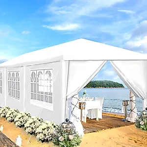 10X30ft Outdoor Gazebo, Canopy Tent Heavy Duty Wedding Party Tent with 8 Removable Sidewalls for Outdoor Wedding, BBQ, Camping, Backyard, Tents for Parties