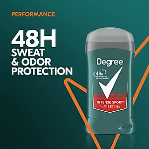 Degree Men Original Aluminum Free Deodorant for Men, 48-Hour Odor Protection, Intense Sport, 3 Ounce (Pack of 6)