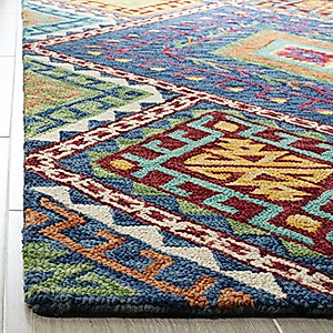 Safavieh Aspen Collection 10' x 14' Blue/Multi APN516M Handmade Boho Diamond Premium Wool Living Room Dining Bedroom Area Rug