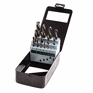 Left Hand Drill Bit Set, 15 Piece | M2 HSS with Titanium Nitride Coating | SAE (1/16" - 1/2")
