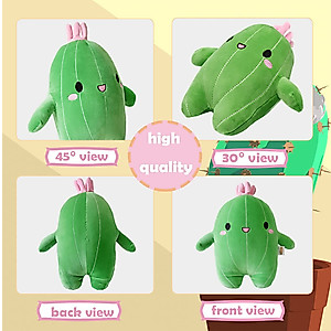 BABOLI Cuddly Cactus Stuffed Plant Animal with Smile Face and Pink Antenna Honey Cacti Plush Soft Toy Pretty Sweet Mascot Gifts for Kids Girls and Boys Present for Birthday or Party 10 Inches