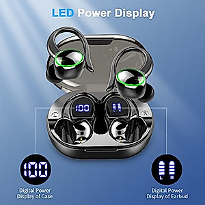 Btootos Wireless Earbud Bluetooth Headphones 5.3, 48Hrs Playtime Sport in Ear Wireless Earphones with Digital LED Display Over Ear Buds with Earhooks Waterproof Headset with Mic for Running Workout