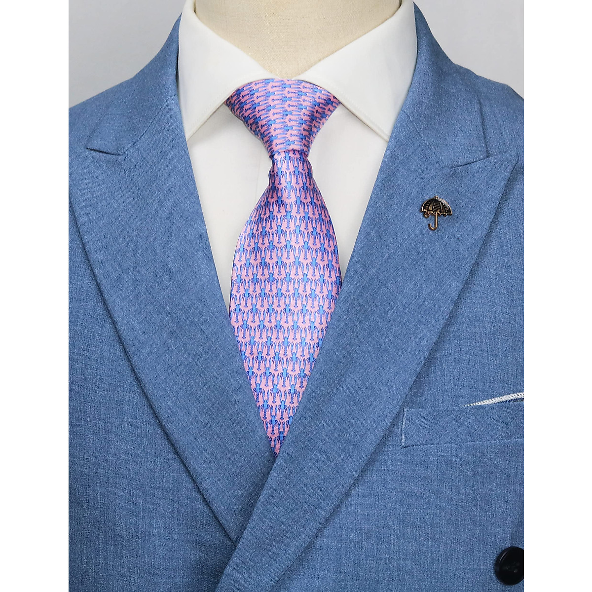 WITZROYS 100% Silk Ties for Men Handmade Neckties with Lobsters Printed+Gift box