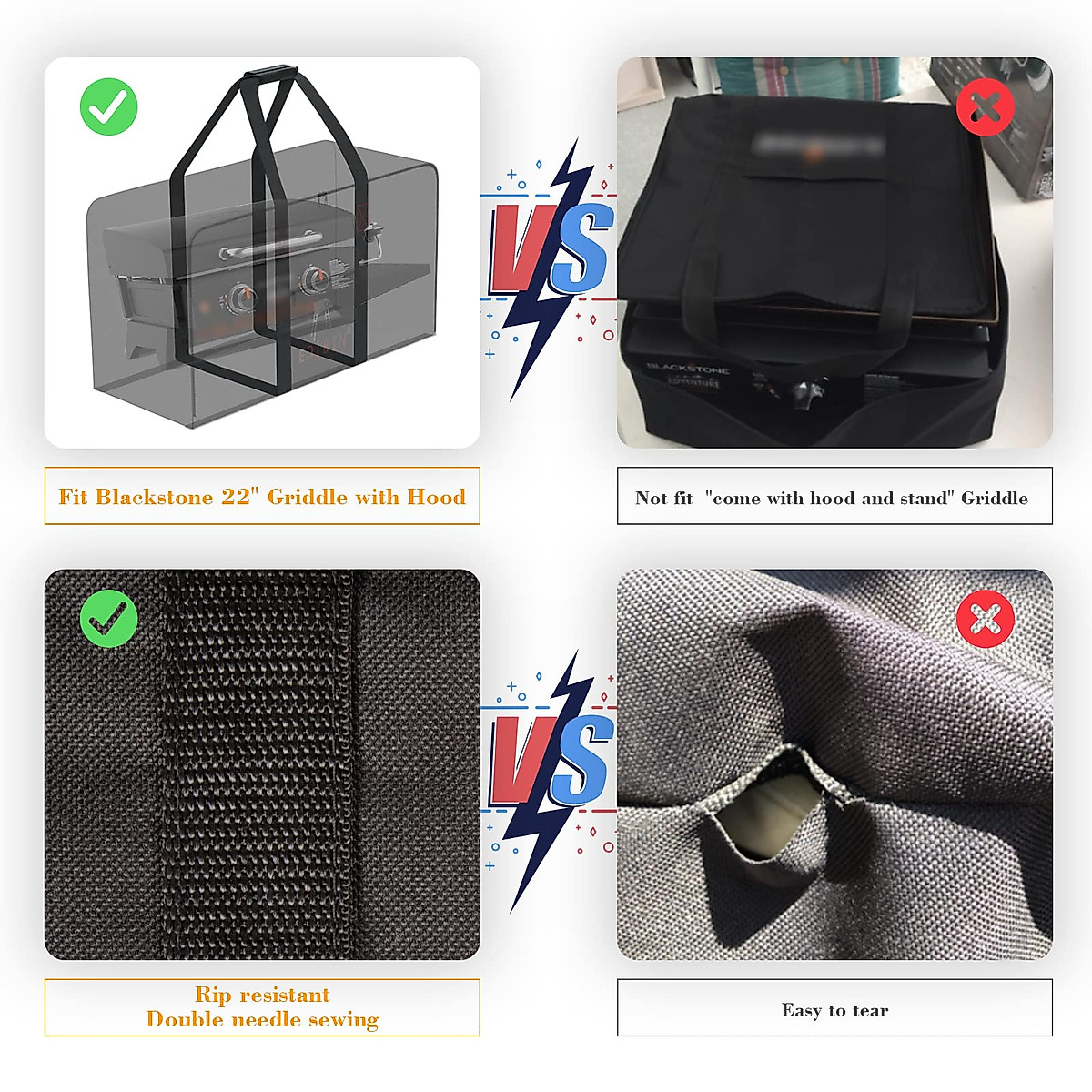 22 inch Griddle Carry Bag for Blackstone 22 inch Griddle with Hood Lid and Stand,Fits Blackstone 22 inch &17 inch Tabletop Griddle with Hood and Stand,22” Griddle bag Heavy Duty 600D Waterproof