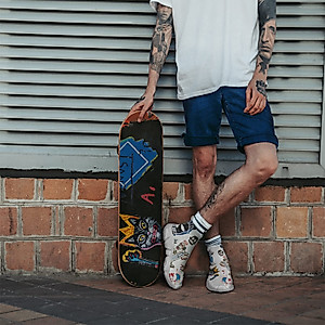 Hetios Men's Graffiti Sneakers Breathable Mesh Sports Shoes Lightweight Walking Shoes Non-Slip Casual Sock Shoes Multicolor Size 12