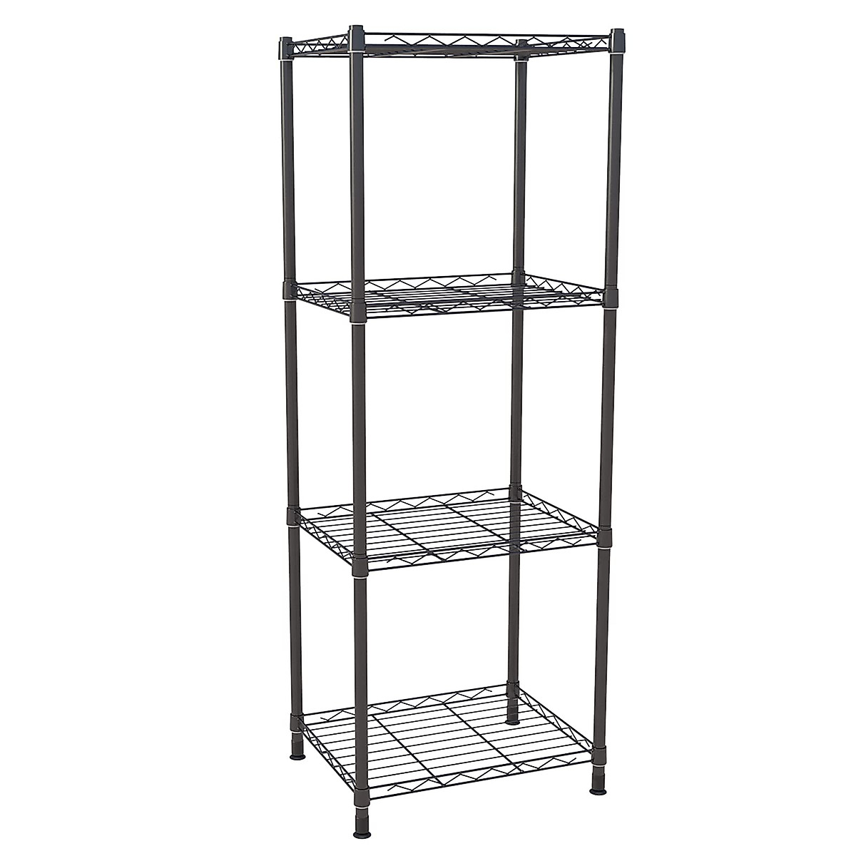 ZHAZHADI 4 Tier Fixed Layer Spacing Storage Shelf Metal Storage Rack Wire Shelving Unit Storage Shelves Metal 528Lbs Capacity 17" L x 13" W x 47" H for Pantry Closet Kitchen Laundry Black