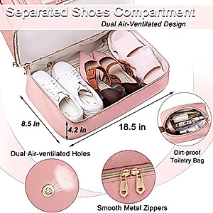 Weitars Gym Bag For Women,Travel Duffel Weekender Bag,Sport With Shoes Compartment And Wet Pocket,Large Carry On Overnight Hospital Women Travel,Gym,Shopping (Pink)