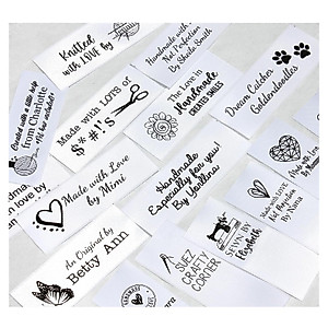 Design Your Own - Non-Fraying Quality Custom Printed Satin Fabric Labels Jennifer's Jewels Brand Made in USA Sew On for Branding, Crafts, Clothing, Compliancy Needs, Knitting, Crocheting, Handmade