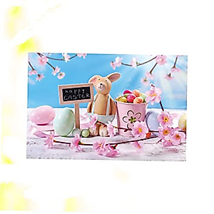 Gogogmee Banner Flags Rabbit Blanket Floral Decor Easter Photo Backdrop Monthly Happy Easter Backdrop Wall Sticker Eggs The Banner Background Cloth Photo Background Easter Studio Backdrop