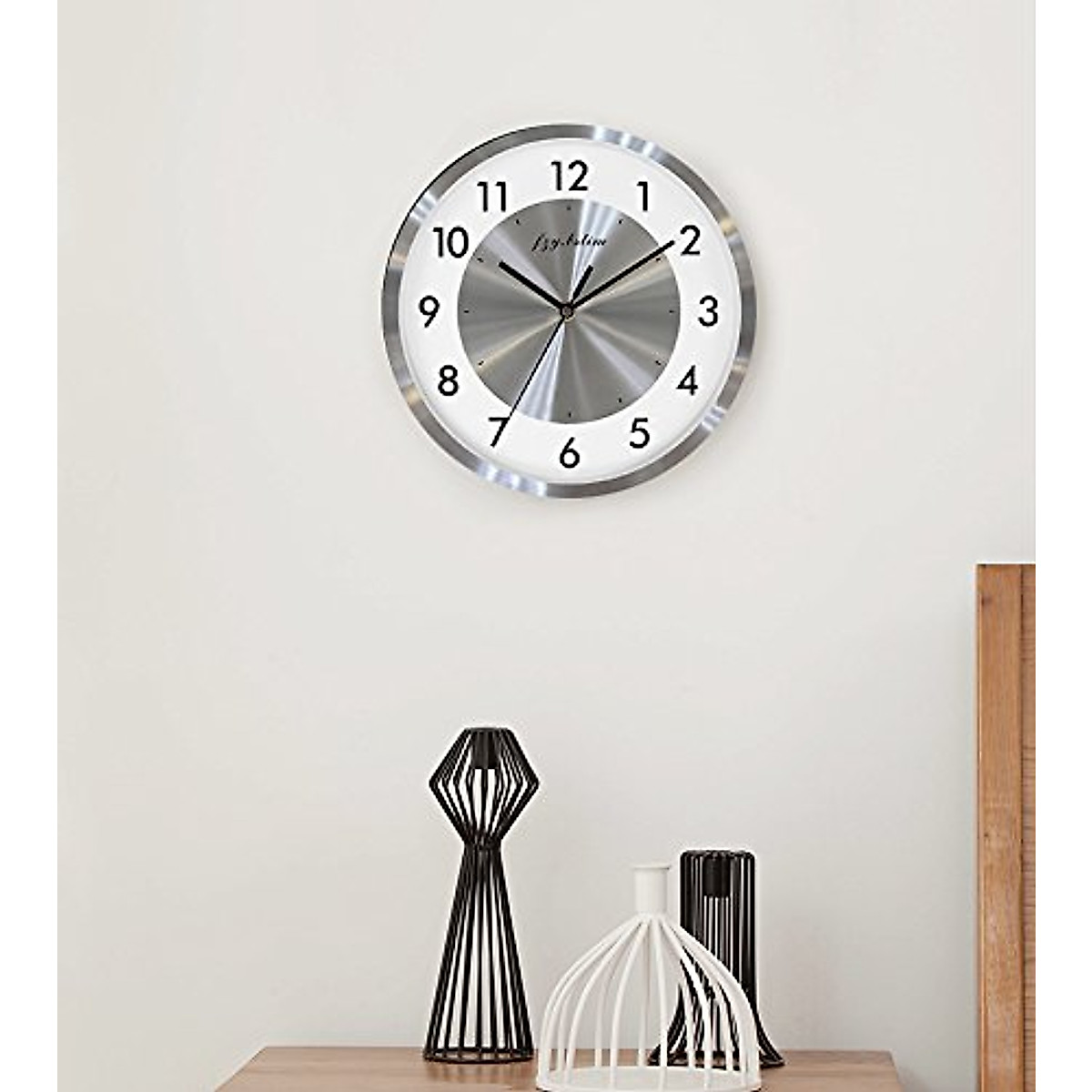 Fzy.bstim Non Ticking Silent Wall Clock Decorative,Analog Metal Wall Clock Battery Operated,Bedroom/Living Room/Office/Kitchen Clock,10 Inch