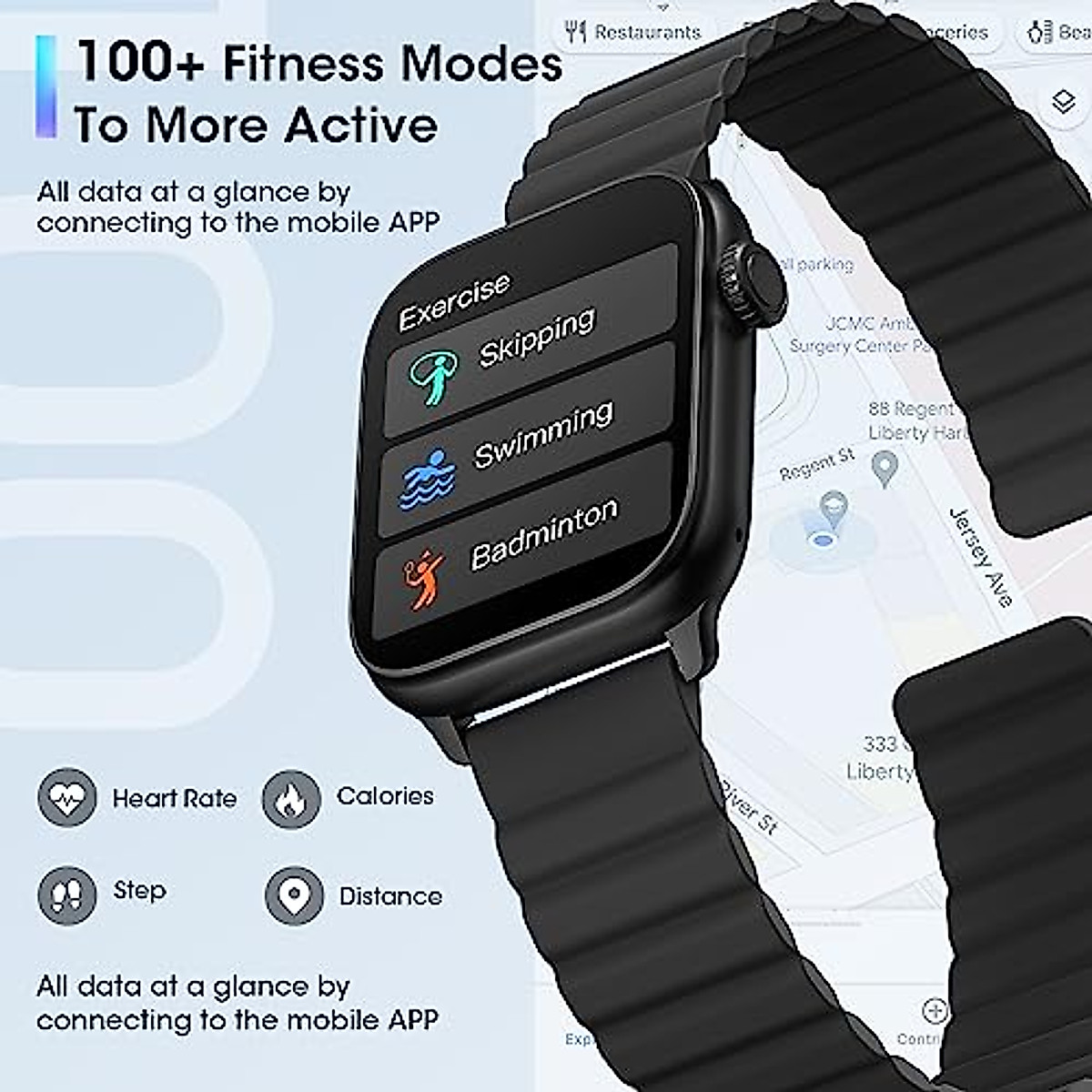 AKUMAKA Smart Watch for Men(Answer/Make Calls), 1.85'' Bluetooth Smart Watch for Android Phones and iOS, Fitness Tracker Watch with Heart Rate/Blood Oxygen/Sleep Monitor, IP68 Waterproof Sport Watch