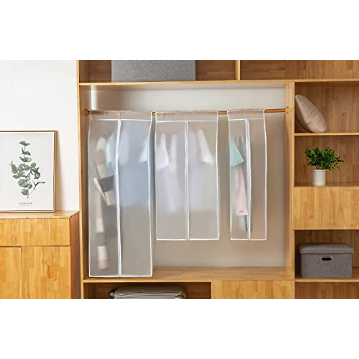 XIAKE Garment Cover Moth-proof Dust Cover Coat Hanging Clothes Storage Bag Premium Thickened Clothing Organizer Moisture-proof Dust-proof Clothes Cover (24"L * 20"W * 35"H)