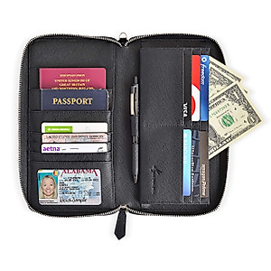 Exos Women’s Large Capacity Clutch Travel Wallet w/Removable Strap (Black)