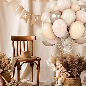 Blush Gold Beige Neutral Balloons 50pcs 12 inch Blush Champagne Gold Latex Balloons Sand White Nude Apricot Helium Balloons for Birthday Party Decoration Wedding Baby Shower Bride DIY Supplies