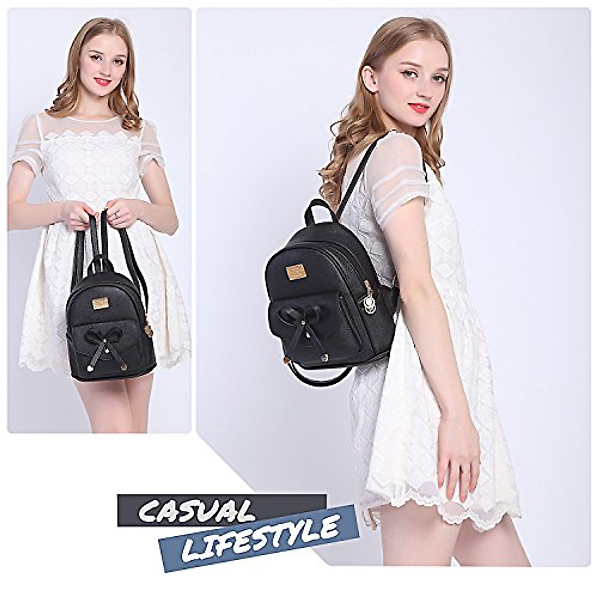 LCFUN Cute Mini Leather Backpack Fashion Small Daypacks Purse for Girls and Women (SKY BLUE)