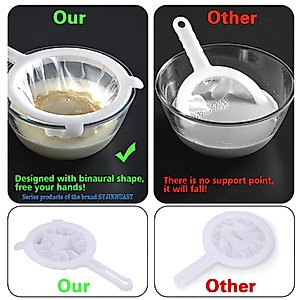SYJINHUASY Kitchen Ultra-Fine Nylon Mesh Strainer Food Yogurt Mesh Sieve Plastic Mesh Colander with ​Handle Mini Brine Shrimp Separation Net for Filtering Juice Juice Milk Honey (200Mesh)