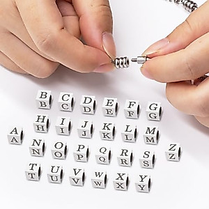 TAGOMEI Initial Bracelet for Women Teens, Stainless Steel Silver Dainty Letter Bracelets, Personalized Initial Charm Alphabet Jewelry Gifts