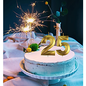Gold 25th & 52nd Birthday Candles,Gold Number 25 52 Cake Topper for Birthday Decorations Party Decoration