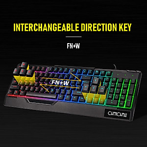 Gaming Keyboard and Mouse,CHONCHOW Full Size Computer Keyboard RGB Backlit USB Wired Keyboards&Gaming Mouse 3200DPI&Mousepad 3in1 for PC Laptop Desktop PS4 Xbox