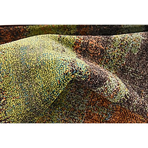 Unique Loom Jardin Collection Colorful, Vibrant, Abstract Watercolor Area Rug, Square 8' 0" x 8' 0", Multi/Beige