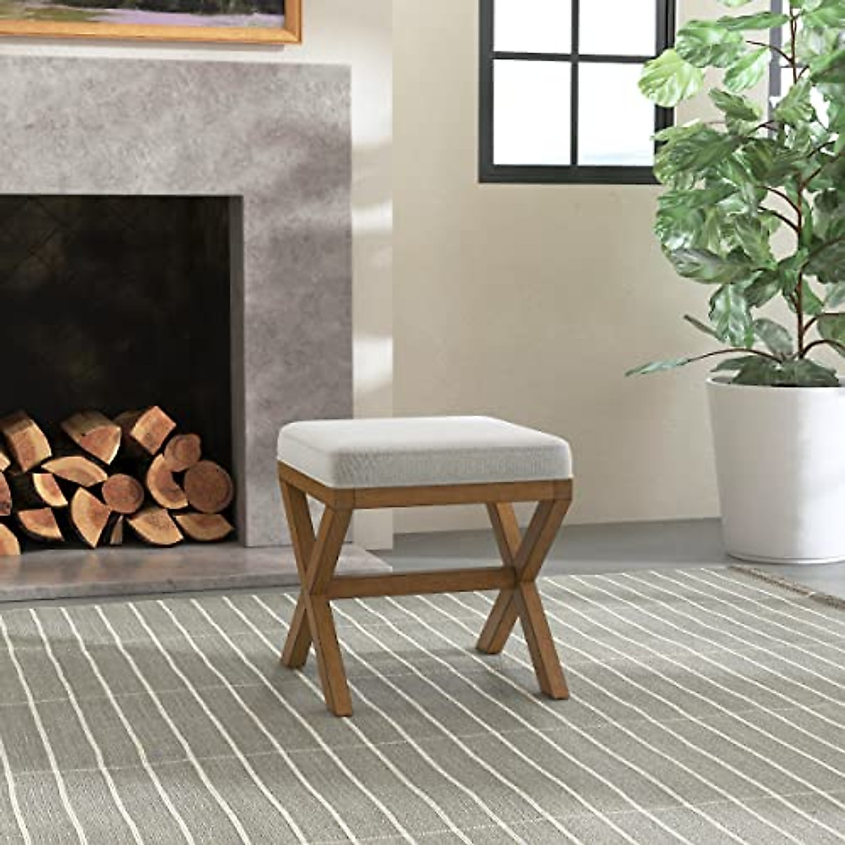 Hillsdale Somerset Backless Wood Vanity Stool for Makeup Room or Bathroom, Dark Driftwood