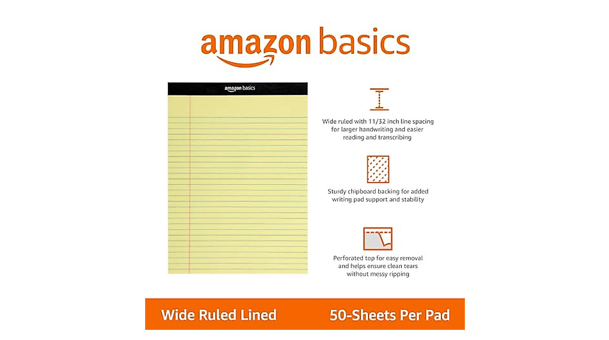Amazon Basics Wide Ruled Notebook 12-Pack for Home and Office