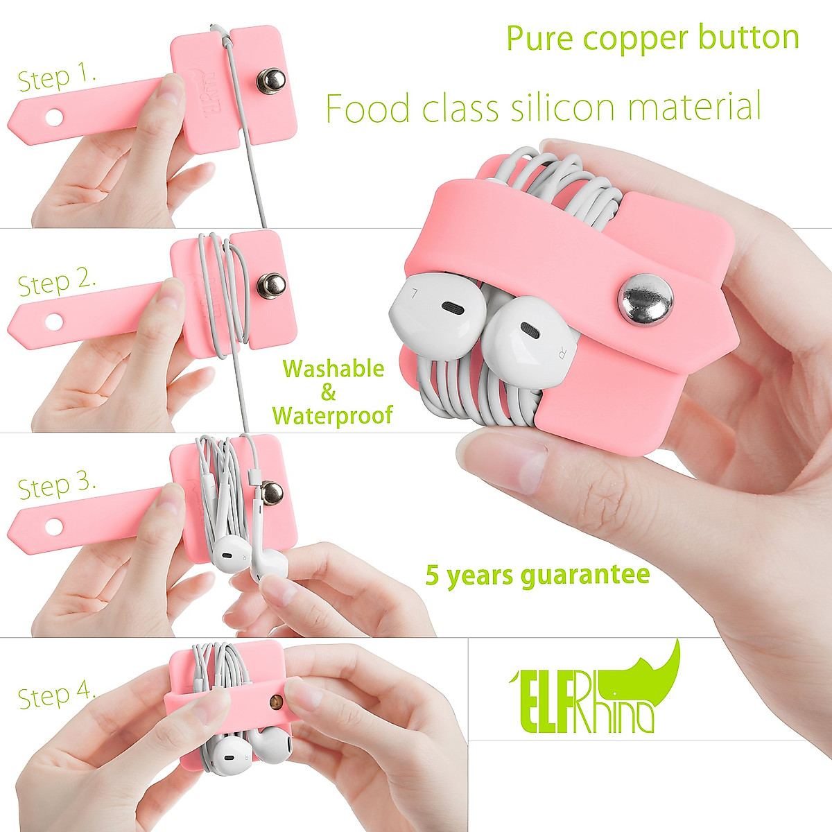 ELFRhino Cord Organizer Earbuds Holder Earphone Wrap Earphones Organizer Headset Headphone Earphone Wrap Winder Cord Manager Cable Winder Set of 2