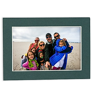 12x16 Mat Bevel Cut for 9.5x13 Photos - Acid Free Forest Green Precut Matboard with Backing Board and Crystal Clear, Self Seal Photo Mat Bag - for Pictures, Photos, Framing - 4-ply Thickness