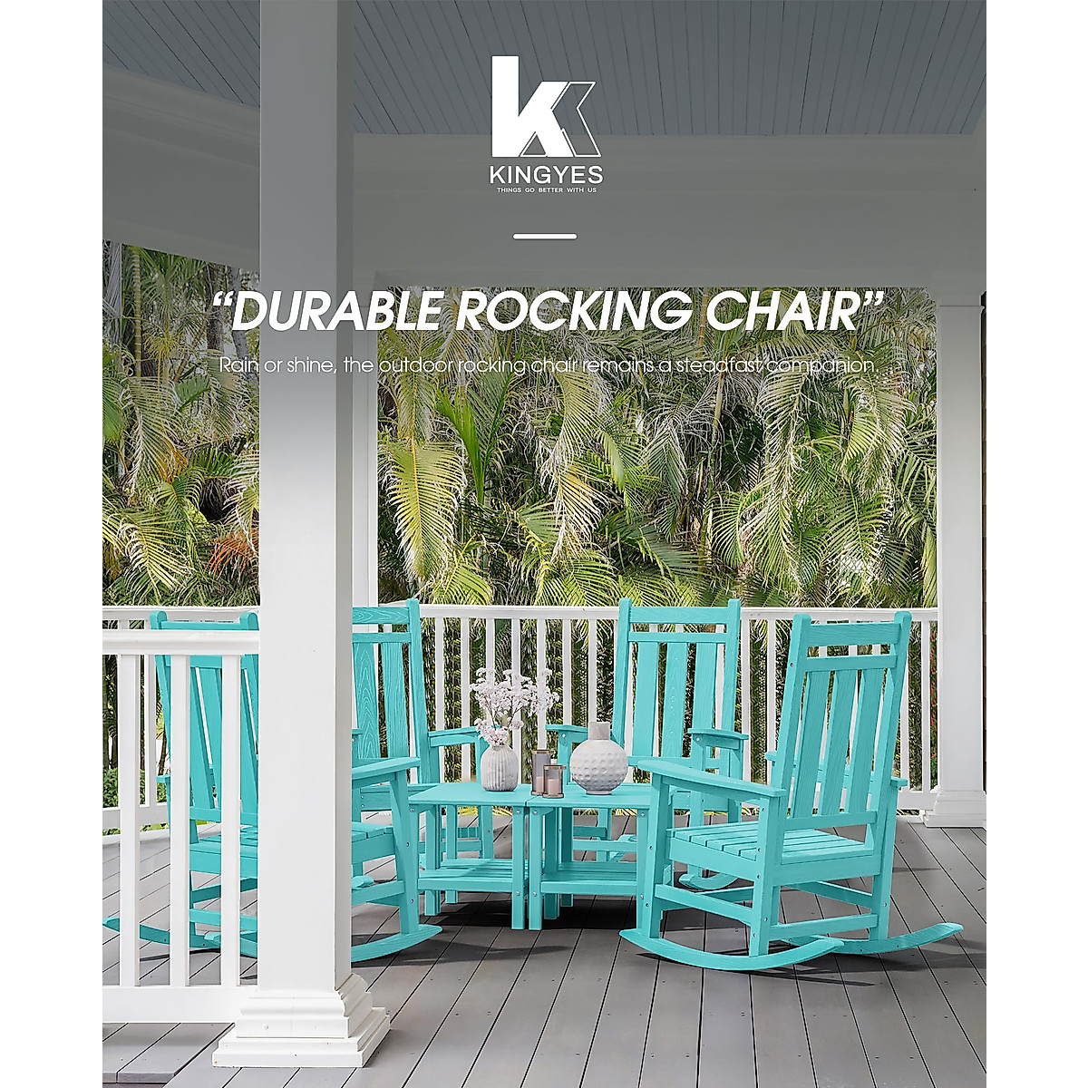 KINGYES Outdoor Patio Rocking Chair, Aruba