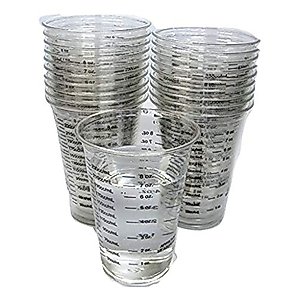 20 8oz Disposable Graduated Clear Plastic Cups for Mixing Paint, Stain, Epoxy, Resin