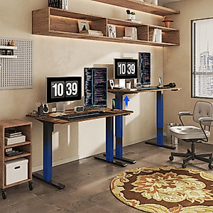 FLEXISPOT EN1 Height Adjustable Standing Desk 48 x 30 Inches Whole-Piece Desktop Ergonomic Memory Controller Electric Stand Up Desk (Black Frame + 48" Rustic Brown Desktop, 2 Packages)