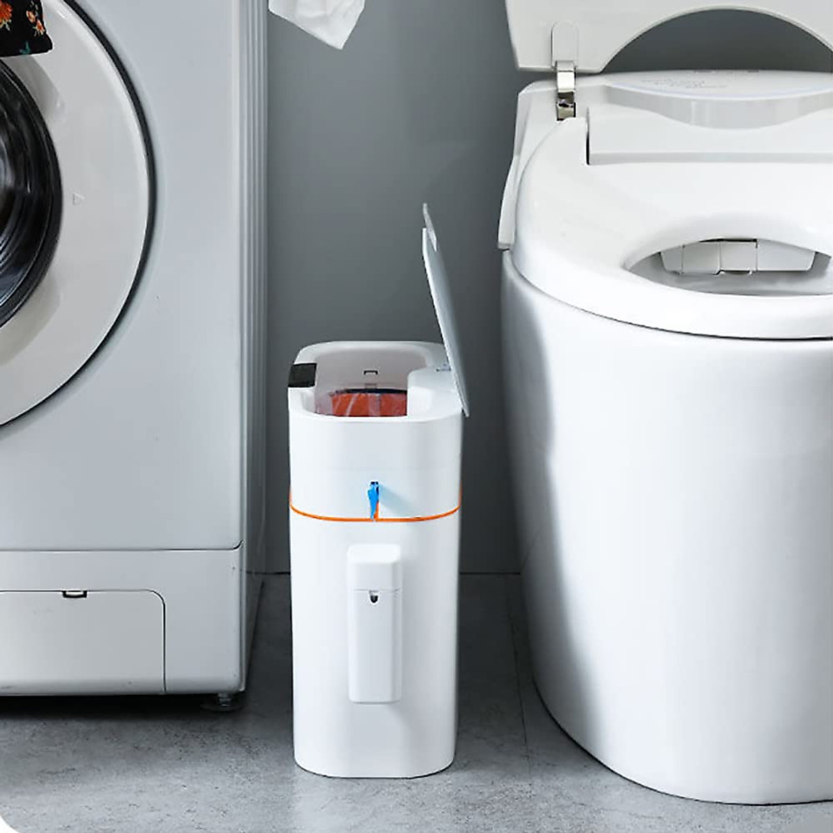 Kelendle Touchless Motion Sensor Trash Can - Automatic Garbage Can Kitchen Waste Bin Bedroom Trash Can with Lid for Home Office Decoration Orange Lid 4.5 Gallons