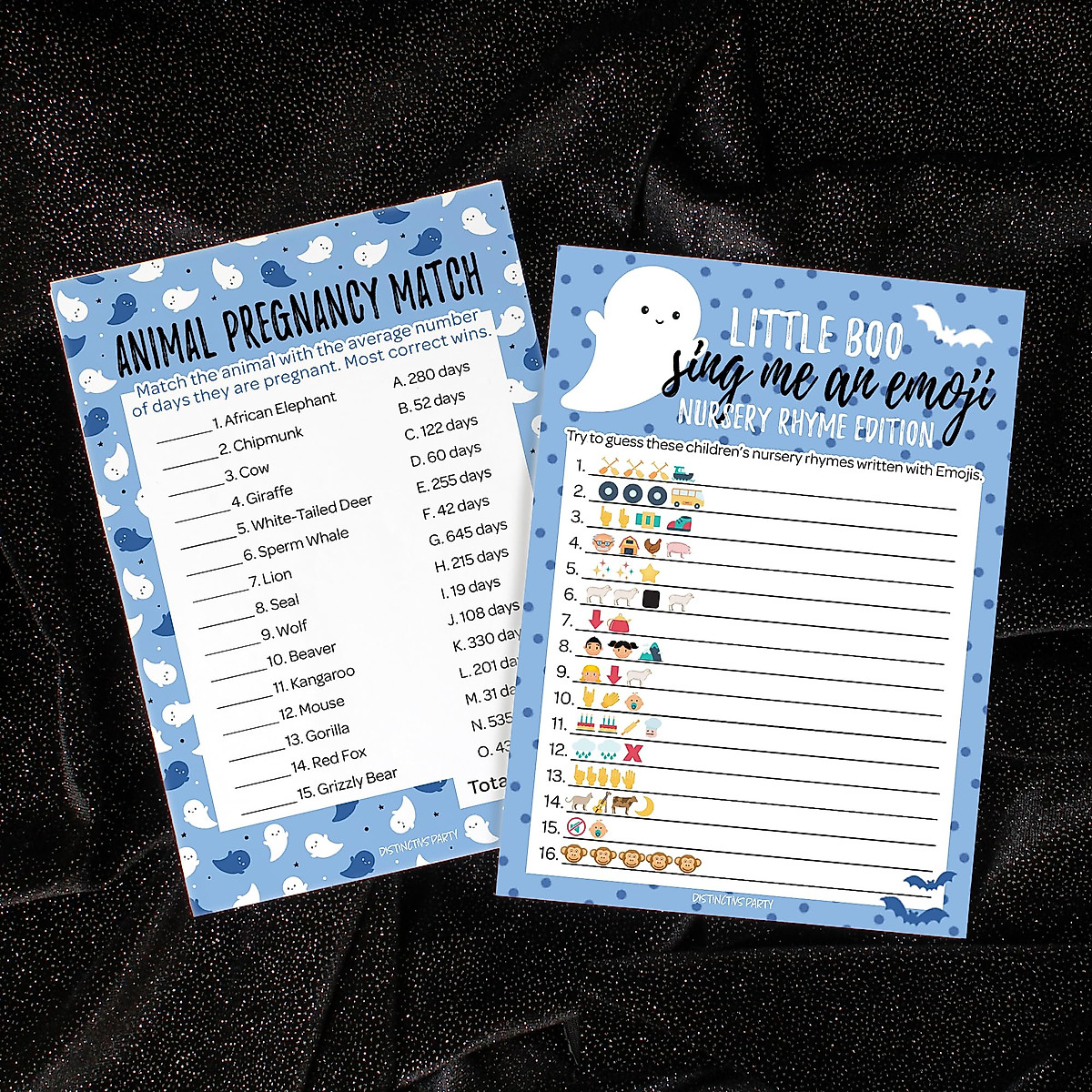 Blue A Little Boo is Almost Due Boy Baby Shower Game Pack, Emoji - Word Search - Who Know Mom Best - Pregnancy Match - 20 Guests, Halloween Baby Shower (4 Game Value Pack 2)
