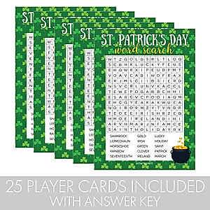 DISTINCTIVS St. Patrick's Day Word Search Party Game – 25 Player Cards, Classroom Party Activity, Fun Game for Kids, Educational St Patricks Day Game